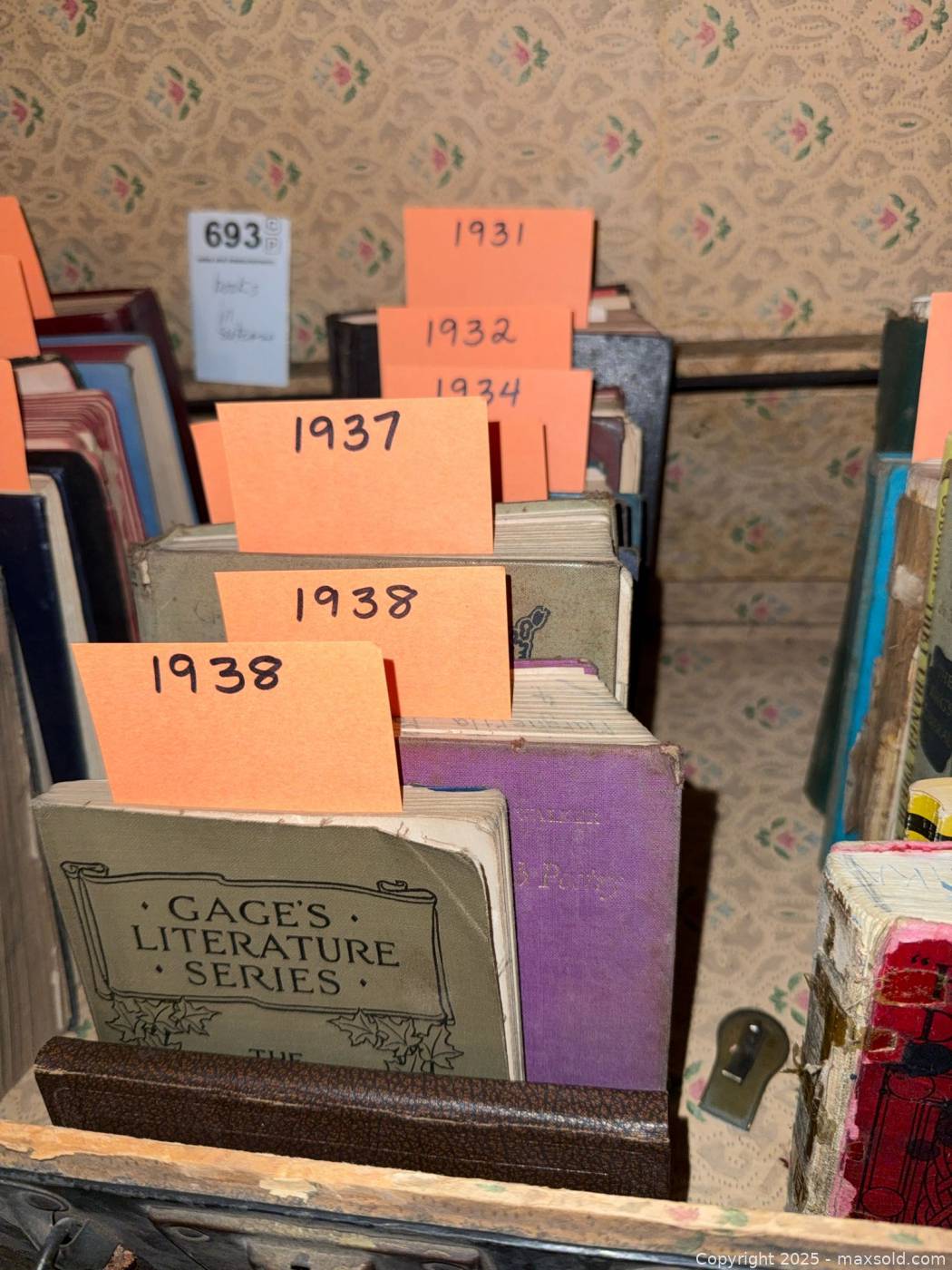 Assorted vintage books c.1900-1963 with patterned suitcase | Maxsold