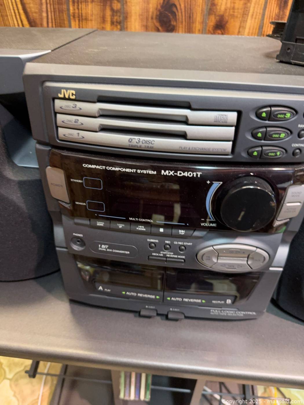 JVC MX-D401T compact stereo system with stand | Maxsold
