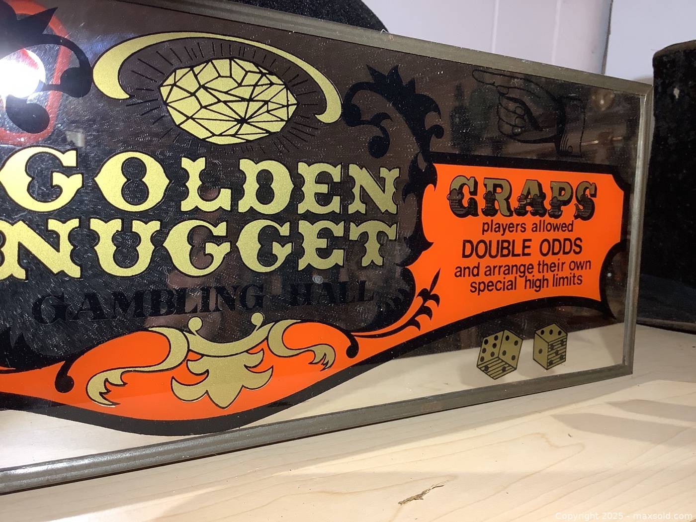 Golden Nugget mirrored bar sign 18x6 | Maxsold