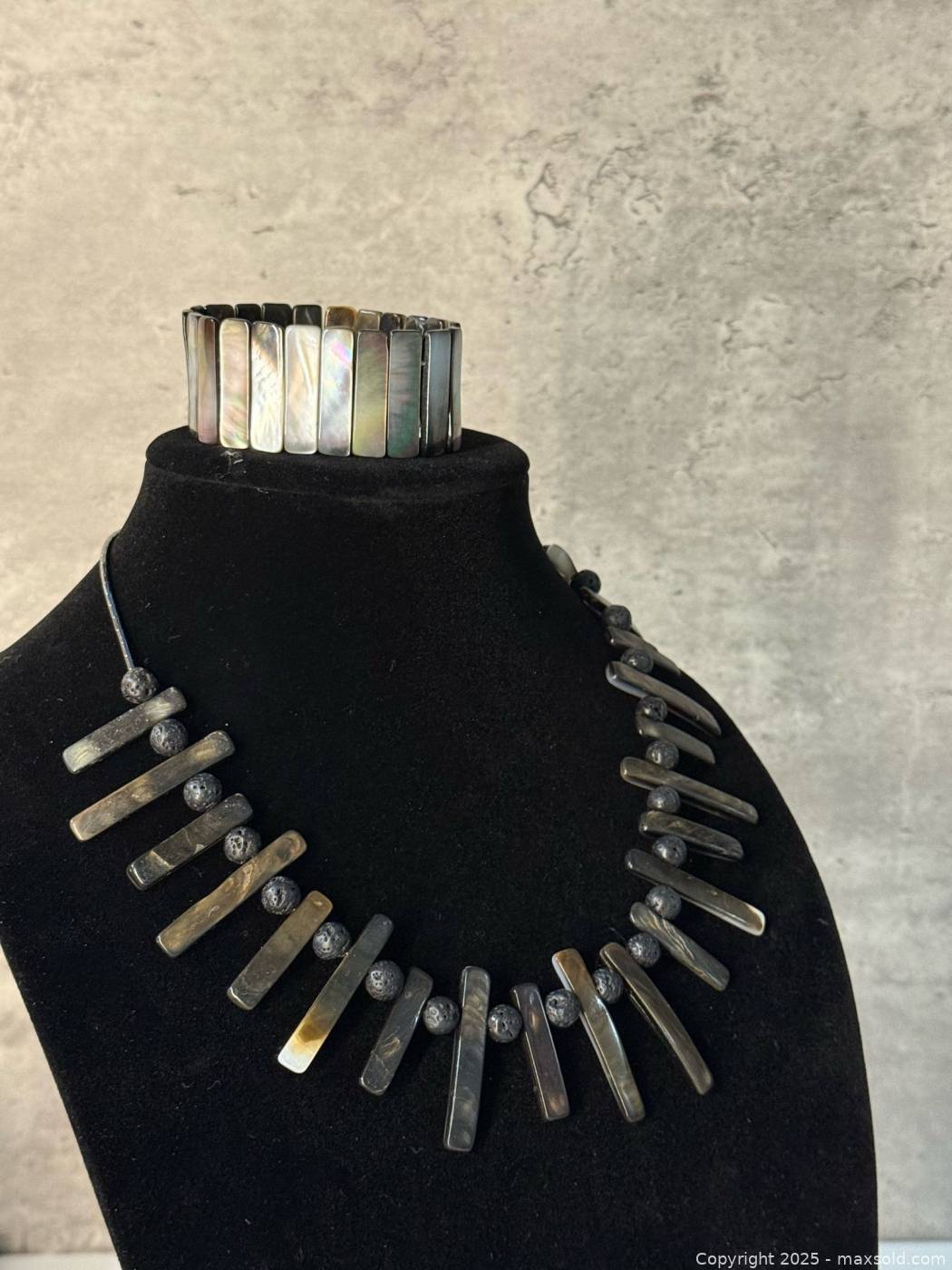 Vintage Abalone Shell Bib Necklace & Bracelet | Maxsold