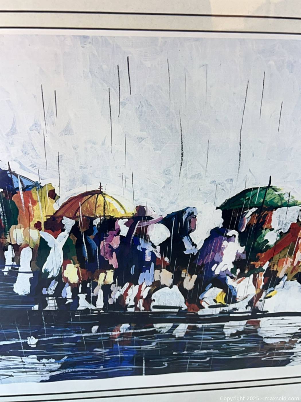 Framed Danny Mayes children-in-rain print | Maxsold