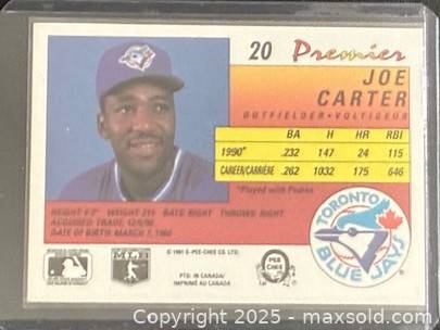 1991 O-Pee-Chee Premier Joe Carter Trading Card | Maxsold