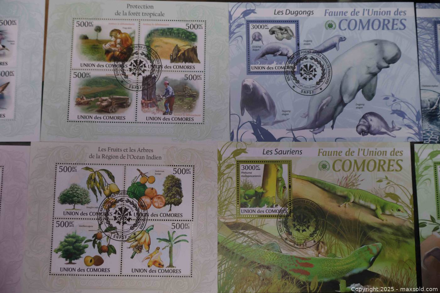 35 Union des Comores souvenir stamp sheets CTO | Maxsold