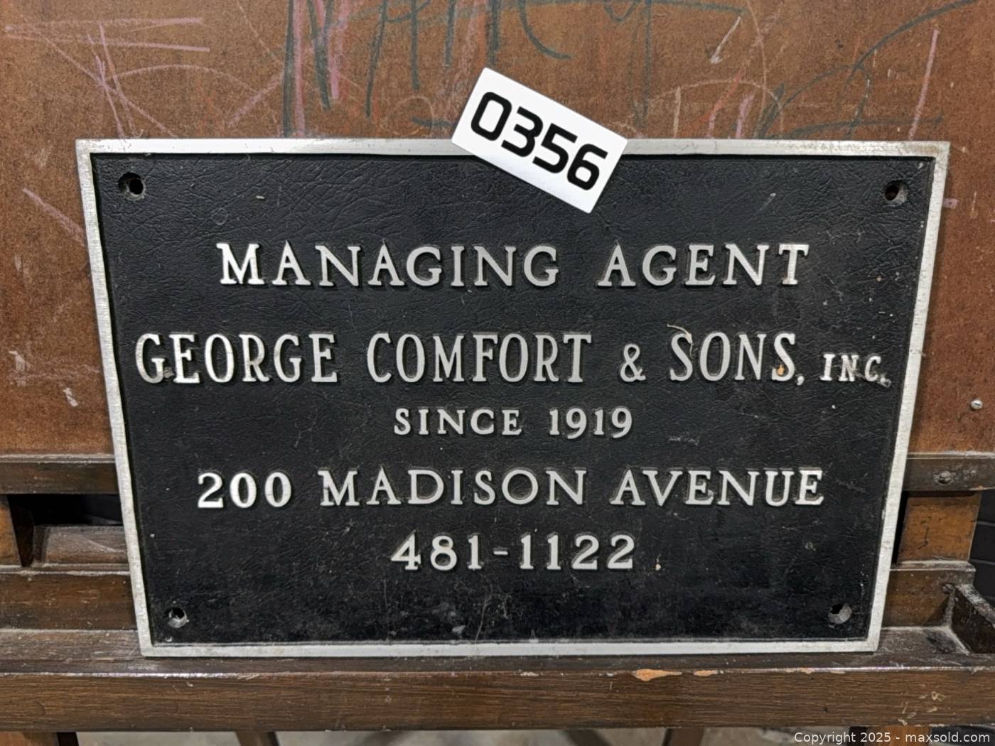 Vintage metal Managing Agent plaque | Maxsold