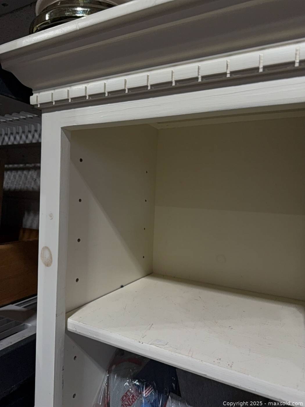 Off-white wooden bookshelf, approx 6' x 34" x 12" | Maxsold