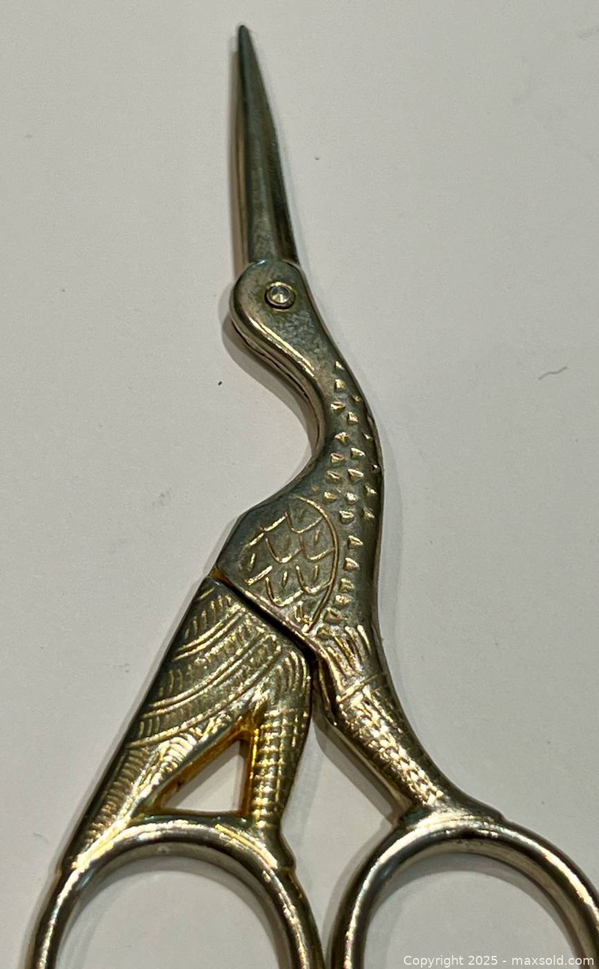 Antique bird heron sewing scissors | Maxsold
