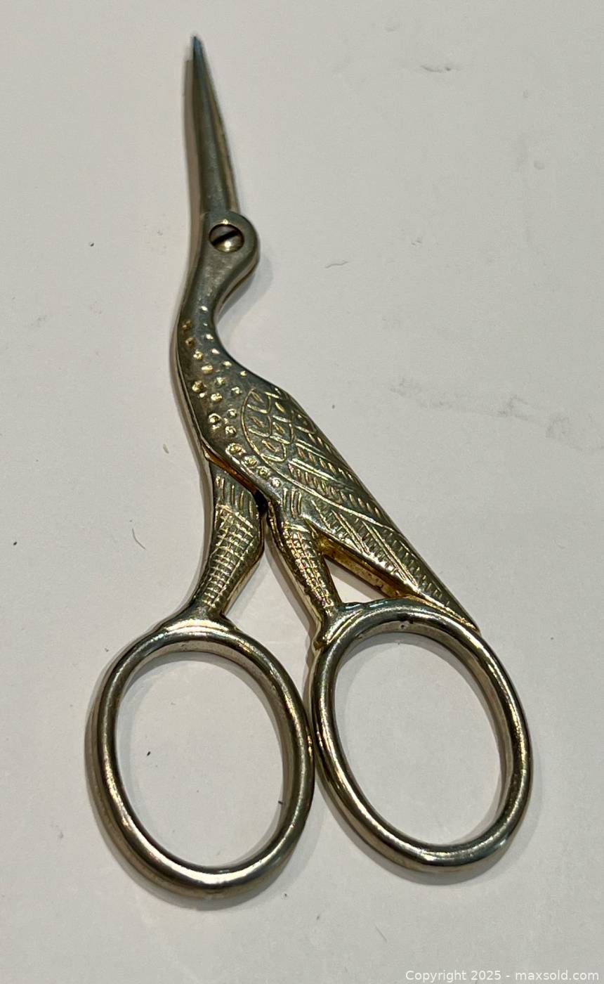 Antique bird heron sewing scissors | Maxsold