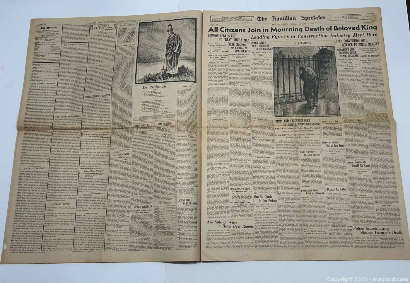 1936 Hamilton Spectator King Edward VIII Proclamation Newspaper | Maxsold