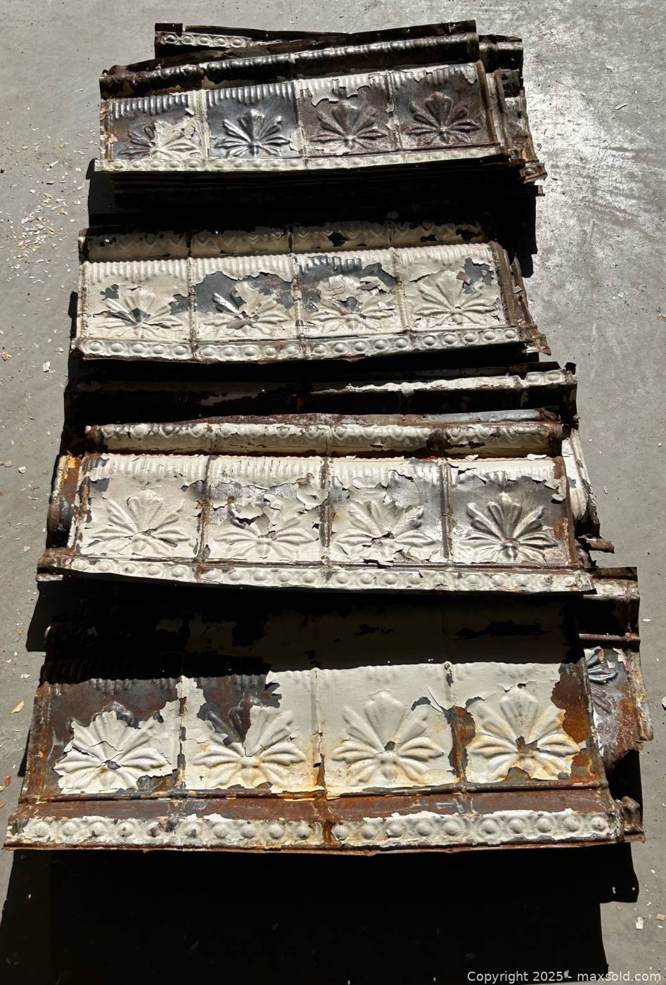 21 antique pressed tin ceiling tiles 13x35 | Maxsold