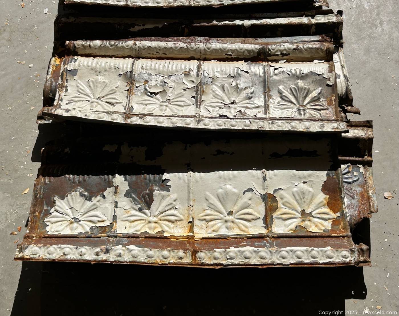 21 antique pressed tin ceiling tiles 13x35 | Maxsold