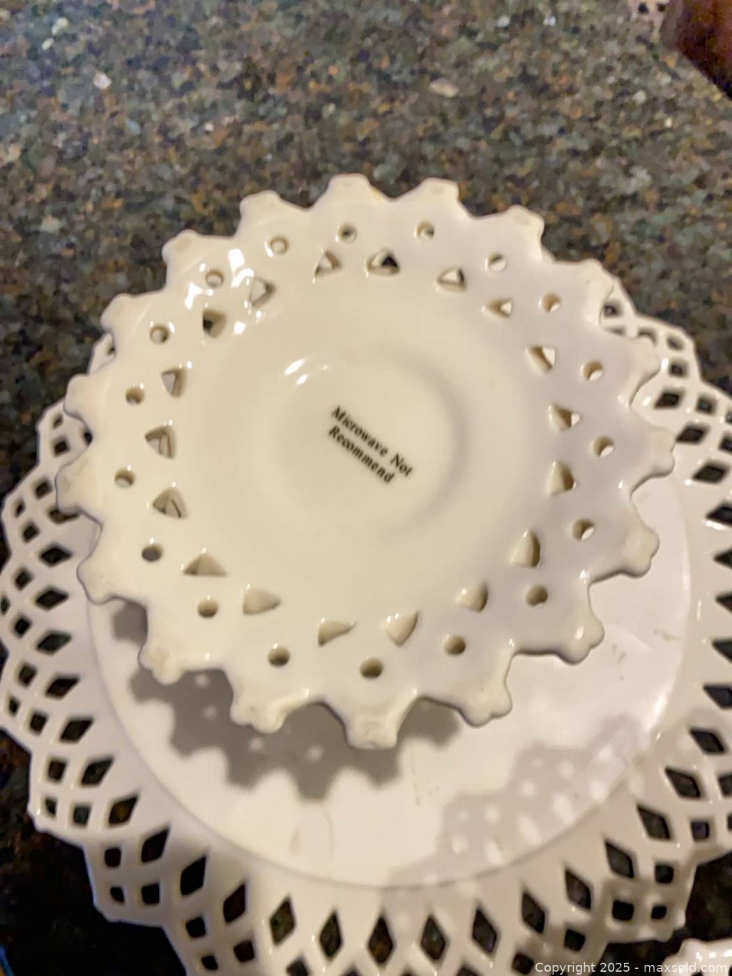 White ceramic lattice cake stands, set of 3 | Maxsold