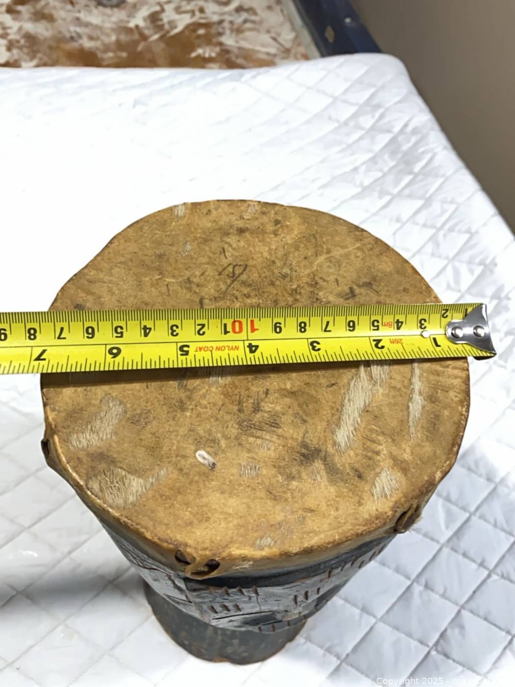 Carved wooden Kenyan drum | Maxsold