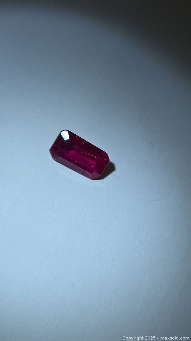 1.64ct Emerald-Cut Vivid Blood Red Ruby | Maxsold