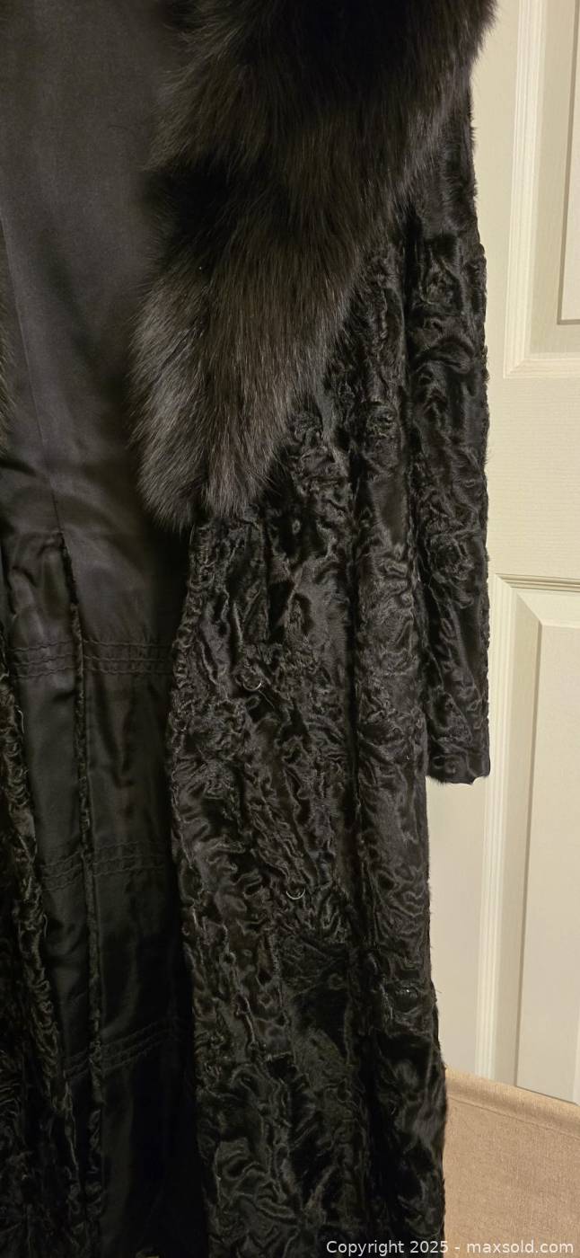 Black Persian Lamb Fur Coat With Fox Collar | Maxsold