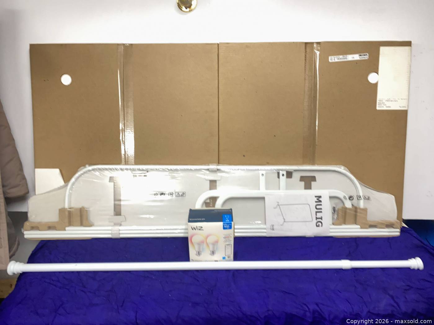 Unopened IKEA MULIG rack, UTRUSTA shelves, shower rod, WiZ smart bulbs ...