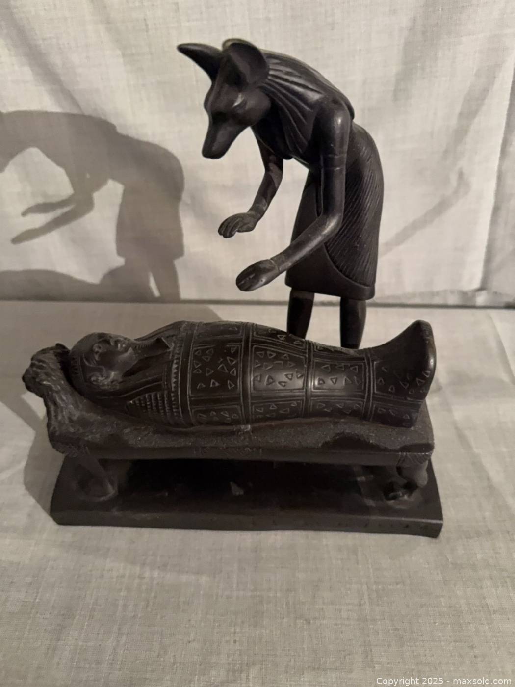 Resin Anubis With Mummy Funerary Bier Statue | Maxsold