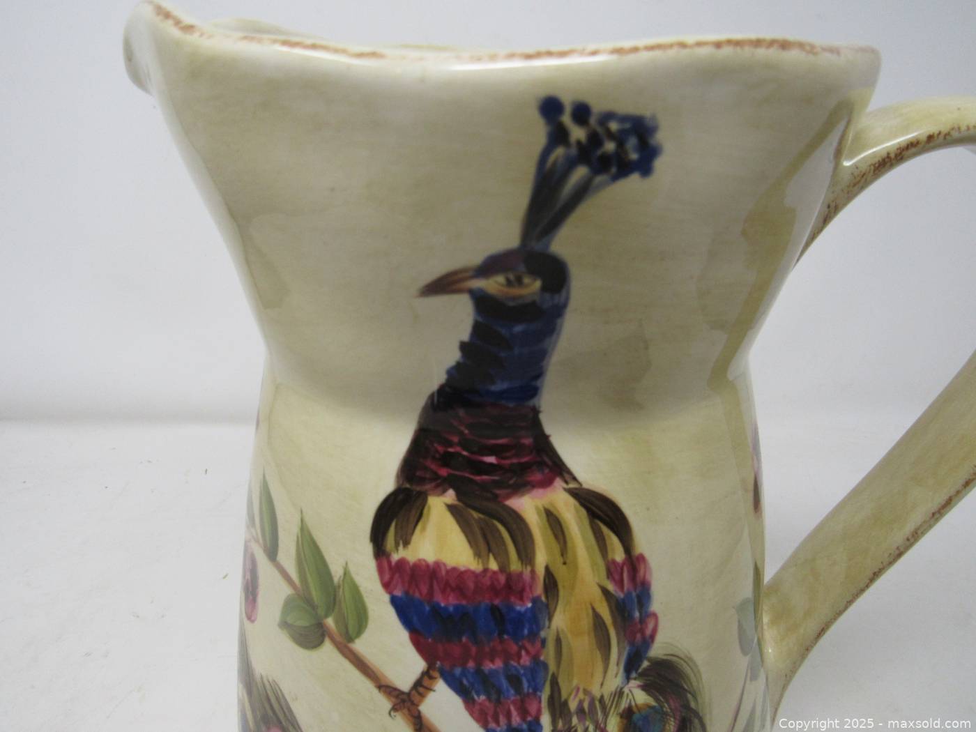 Vintage ceramic peacock pitcher vase | Maxsold
