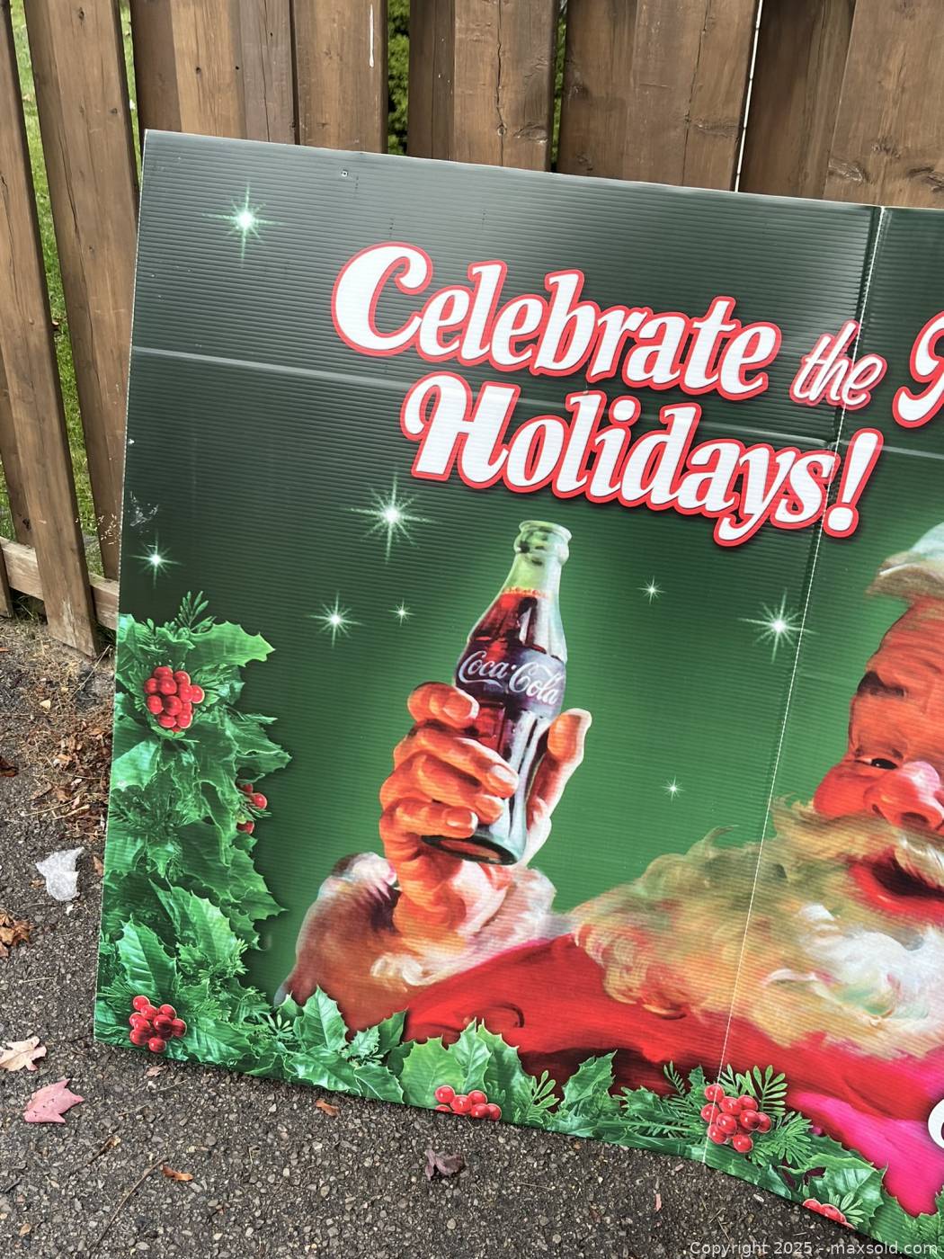 62" x 46" corrugated plastic Coca-Cola Christmas advertising sign | Maxsold