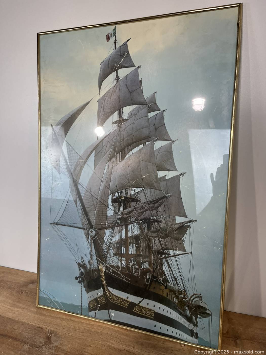 Framed sailing ship poster photograph | Maxsold