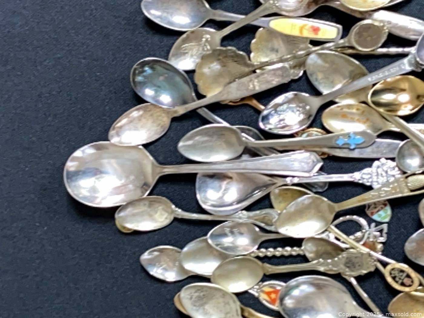 Approx. 45 souvenir collector spoons, mostly Canadian, mixed silver ...