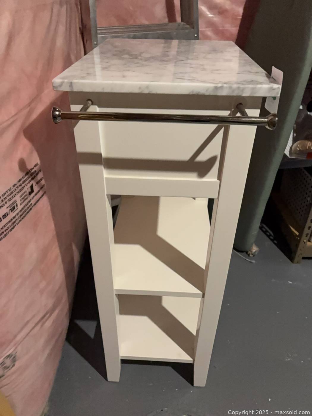 Marble Top Mini Island with Drawer and Shelves | Maxsold