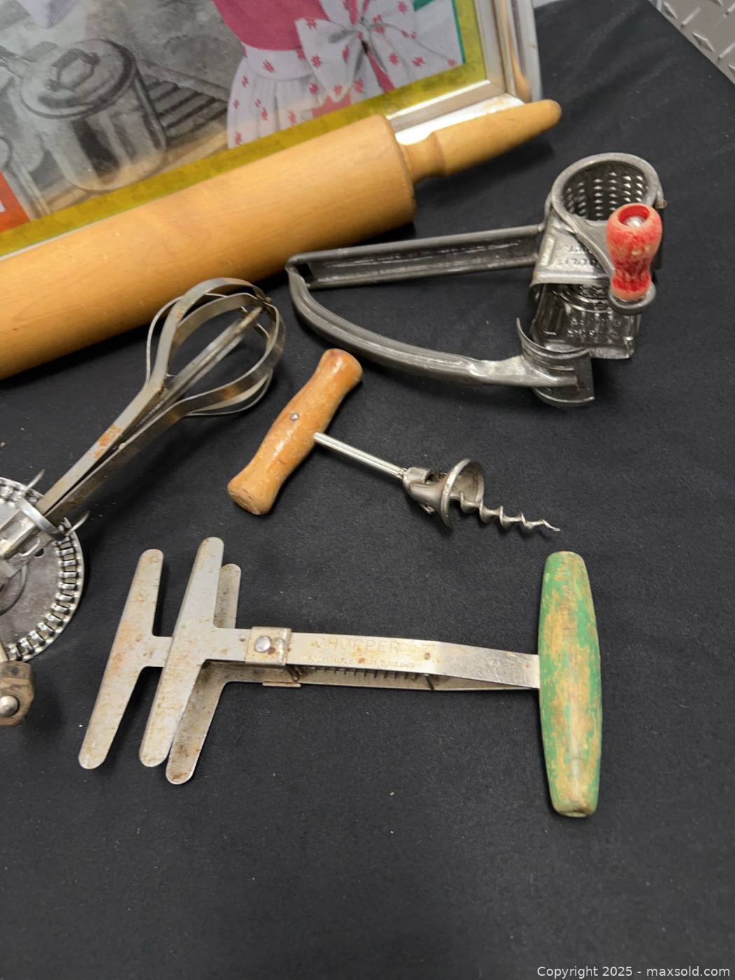 Vintage "MY KITCHEN" mirrored sign and 5 kitchen tools | Maxsold