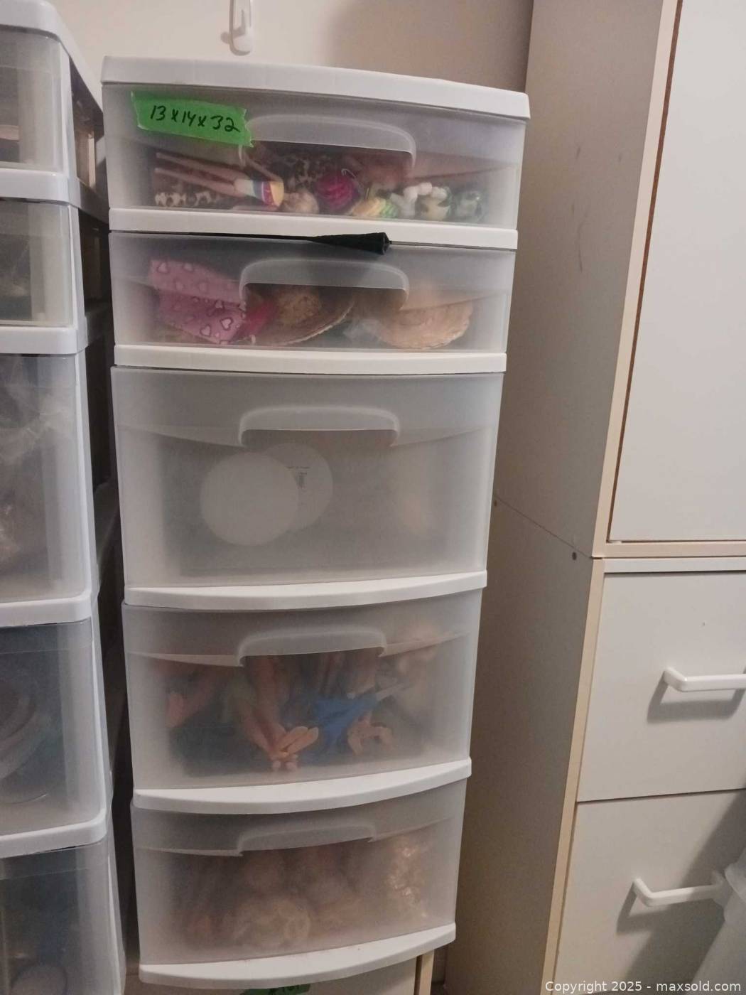 Two 4-Drawer Plastic Storage Carts With Arts & Crafts Supplies And ...