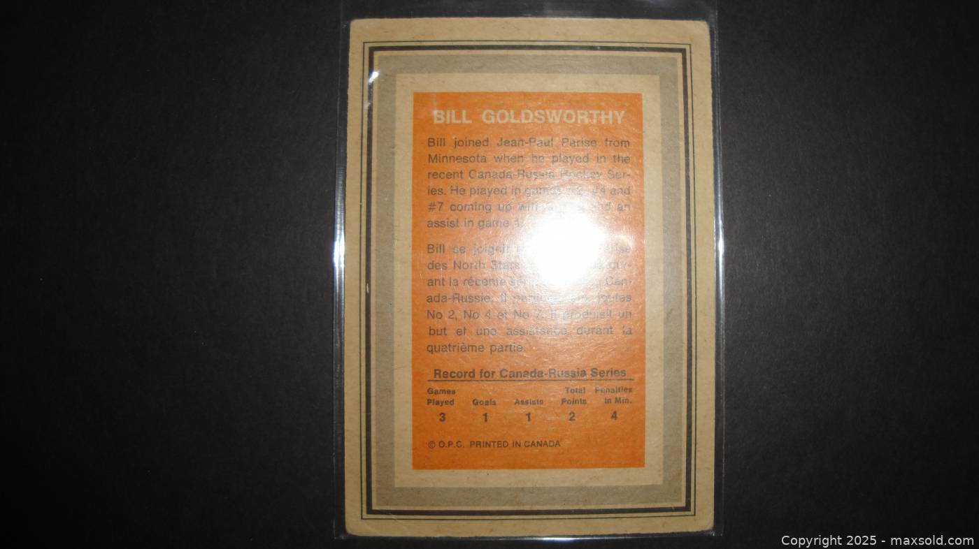 1972-73 Bill Goldsworthy Team Canada hockey card | Maxsold