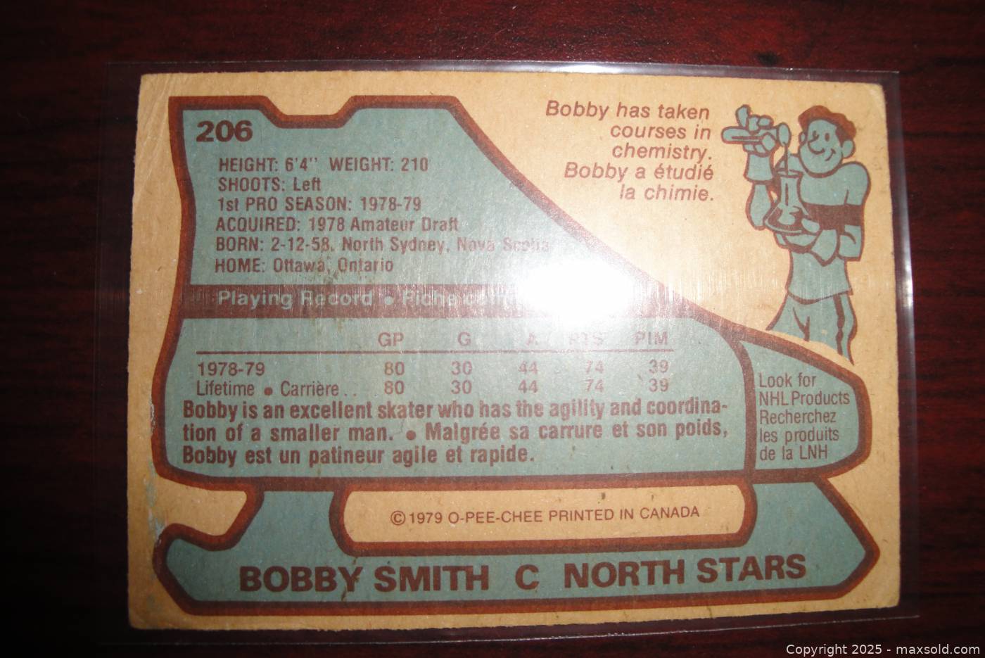 1979-80 O-Pee-Chee Bobby Smith rookie card #206 | Maxsold