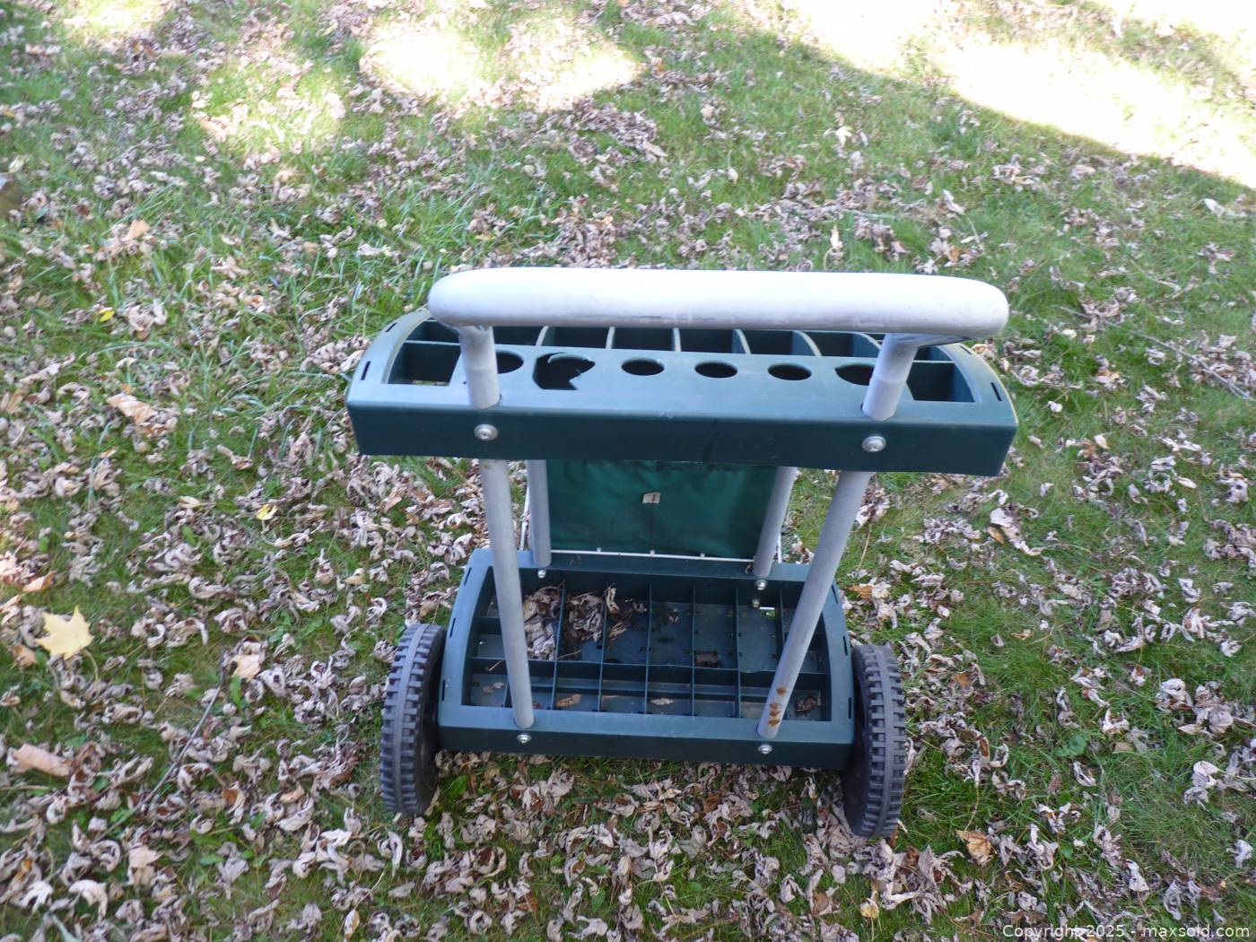 Yard tools, garden cart, tamper base | Maxsold