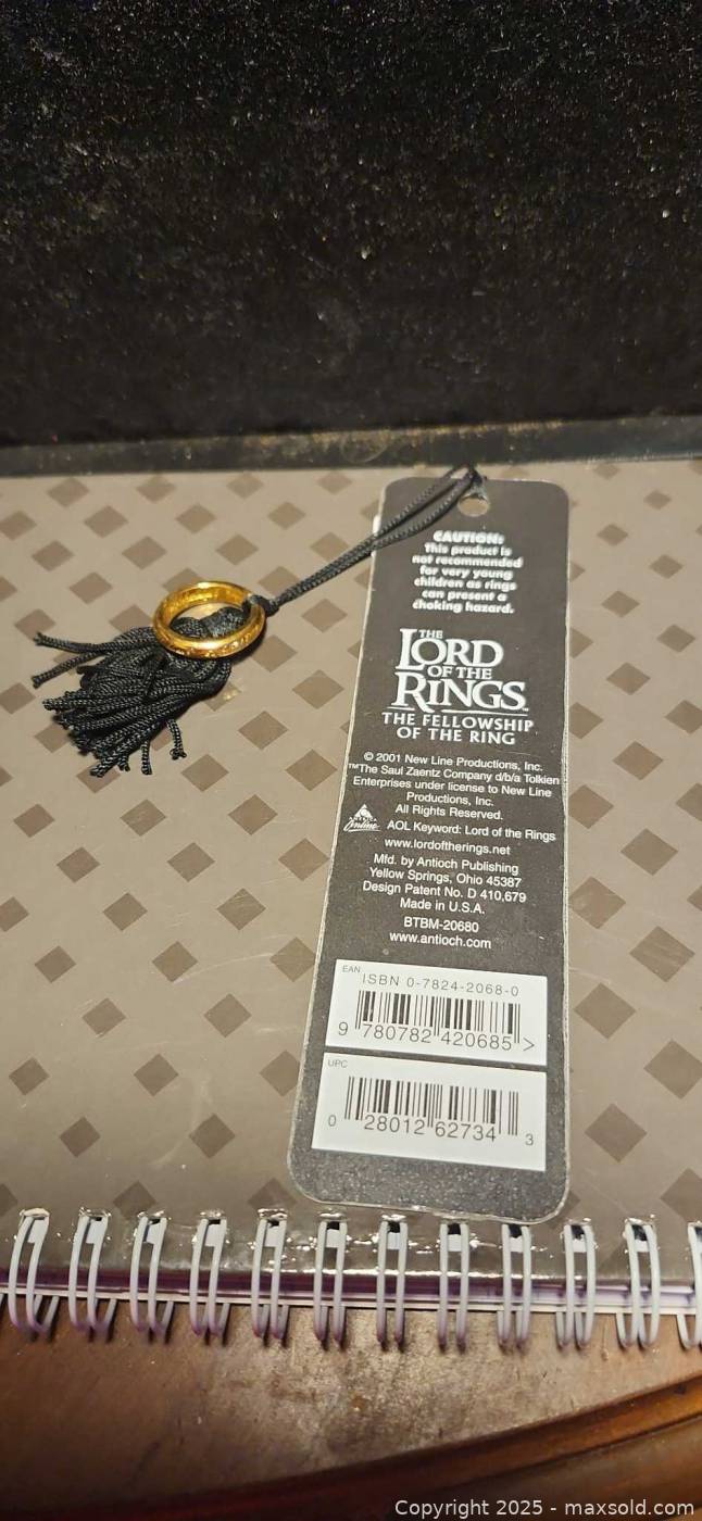 Lord of the Rings bookmark and One Ring replica | Maxsold