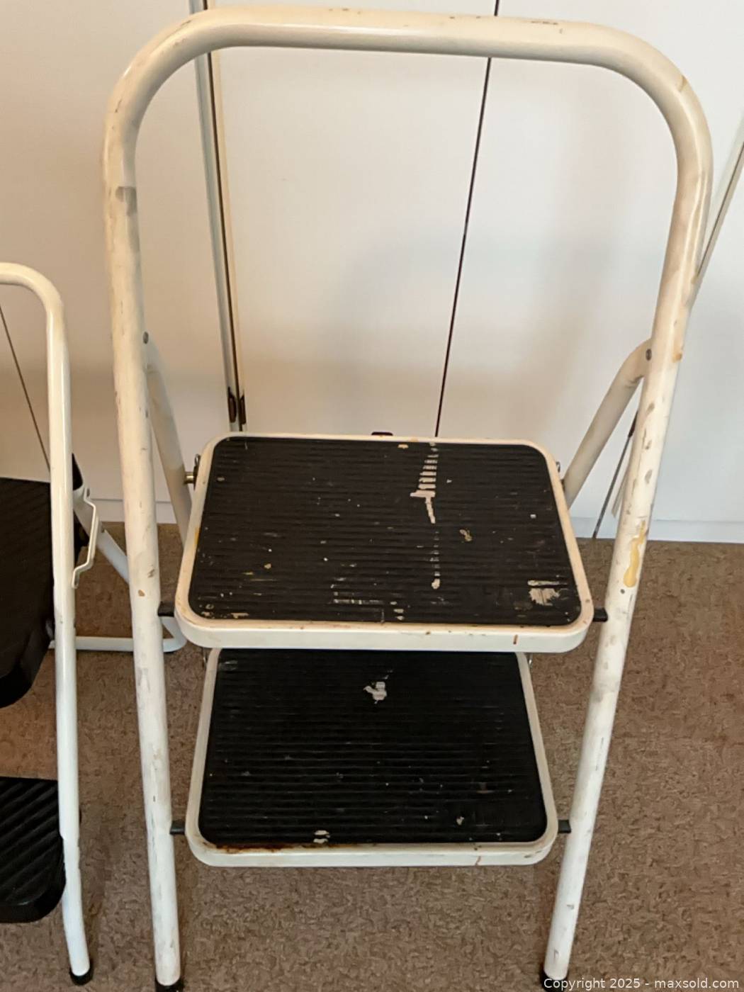 Folding two-step metal stepstools, pair | Maxsold
