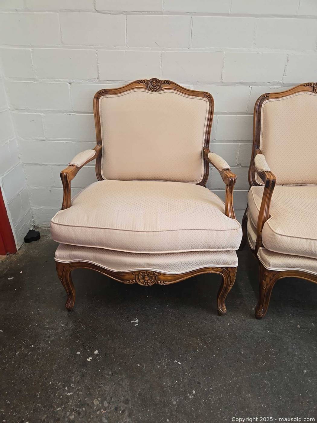 De Boer’s French Provincial Bergère Chairs Pair | Maxsold