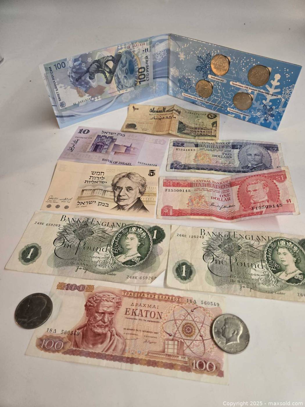 World currency 9 banknotes 6 coins set | Maxsold