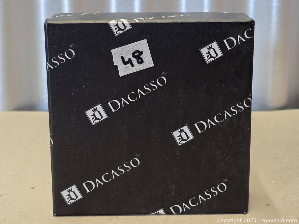 Dacasso chocolate brown leather 4-coaster set with holder | Maxsold