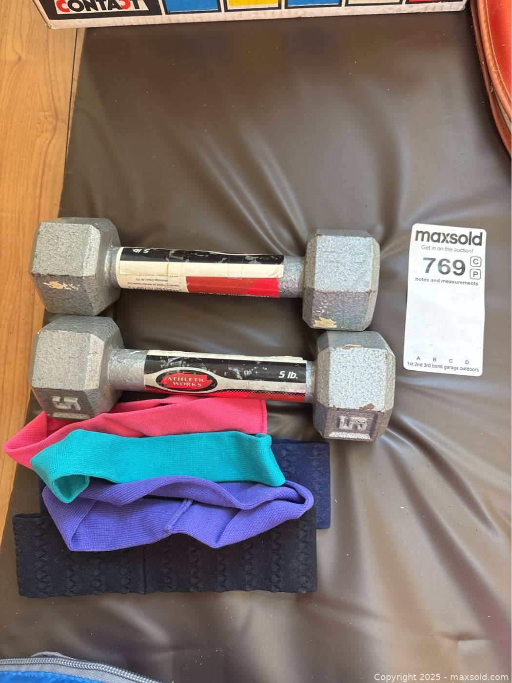Yoga mat, Wilson racket, weights, Trak shoes | Maxsold