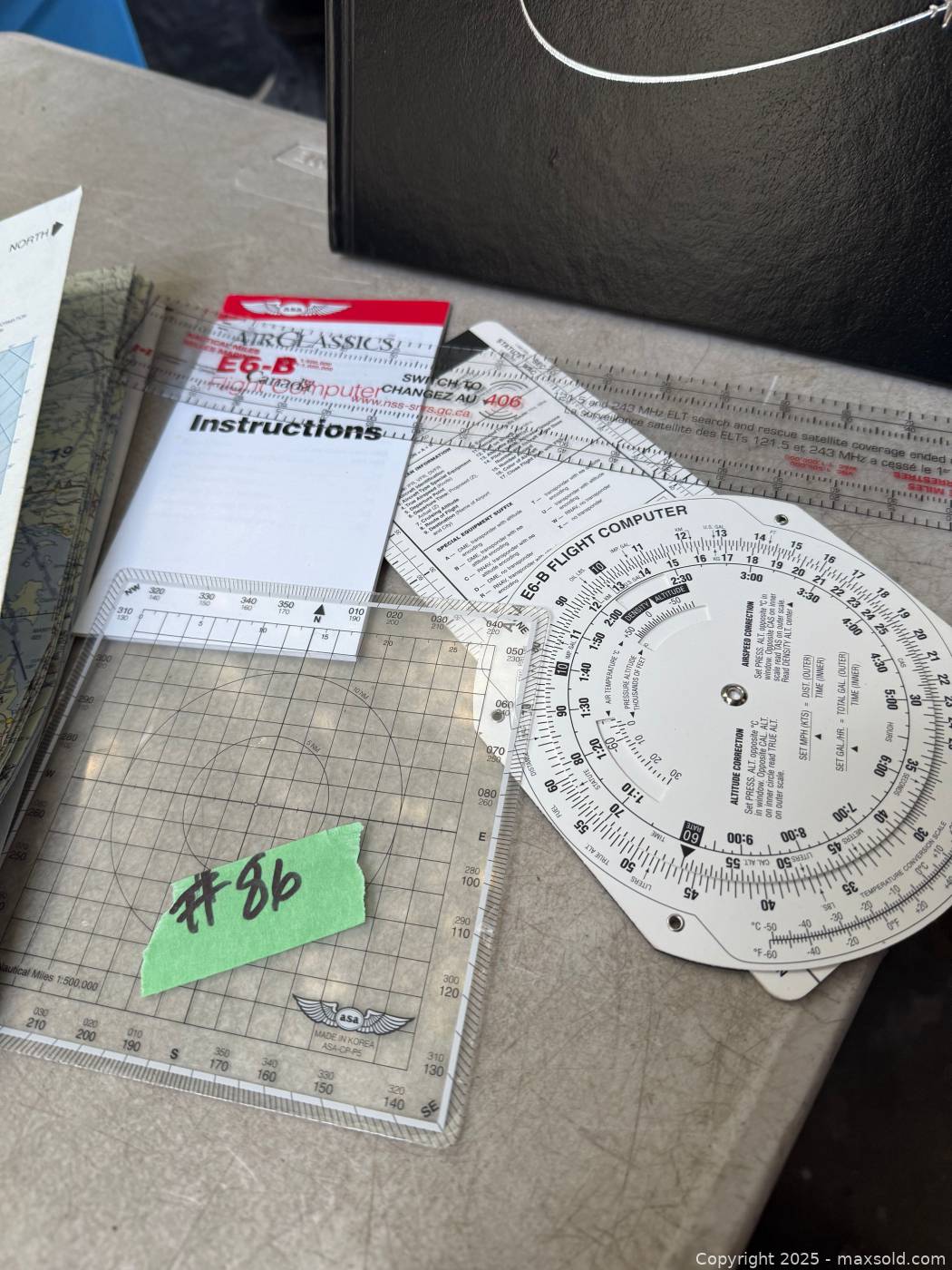 Pilot logbook, E6-B flight computer and nav tools | Maxsold