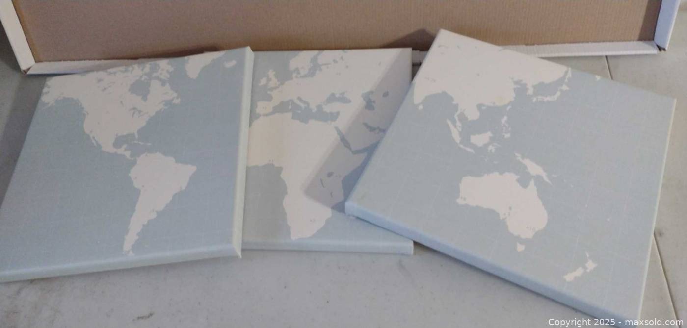 IKEA three-piece world map canvas set | Maxsold