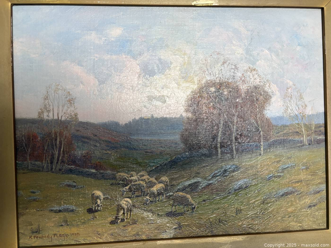 Signed Hiram Peabody Flagg oil painting | Maxsold