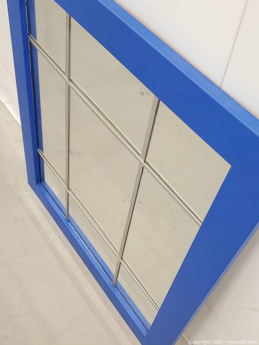 Blue Frame Window Pane Mirror | Maxsold