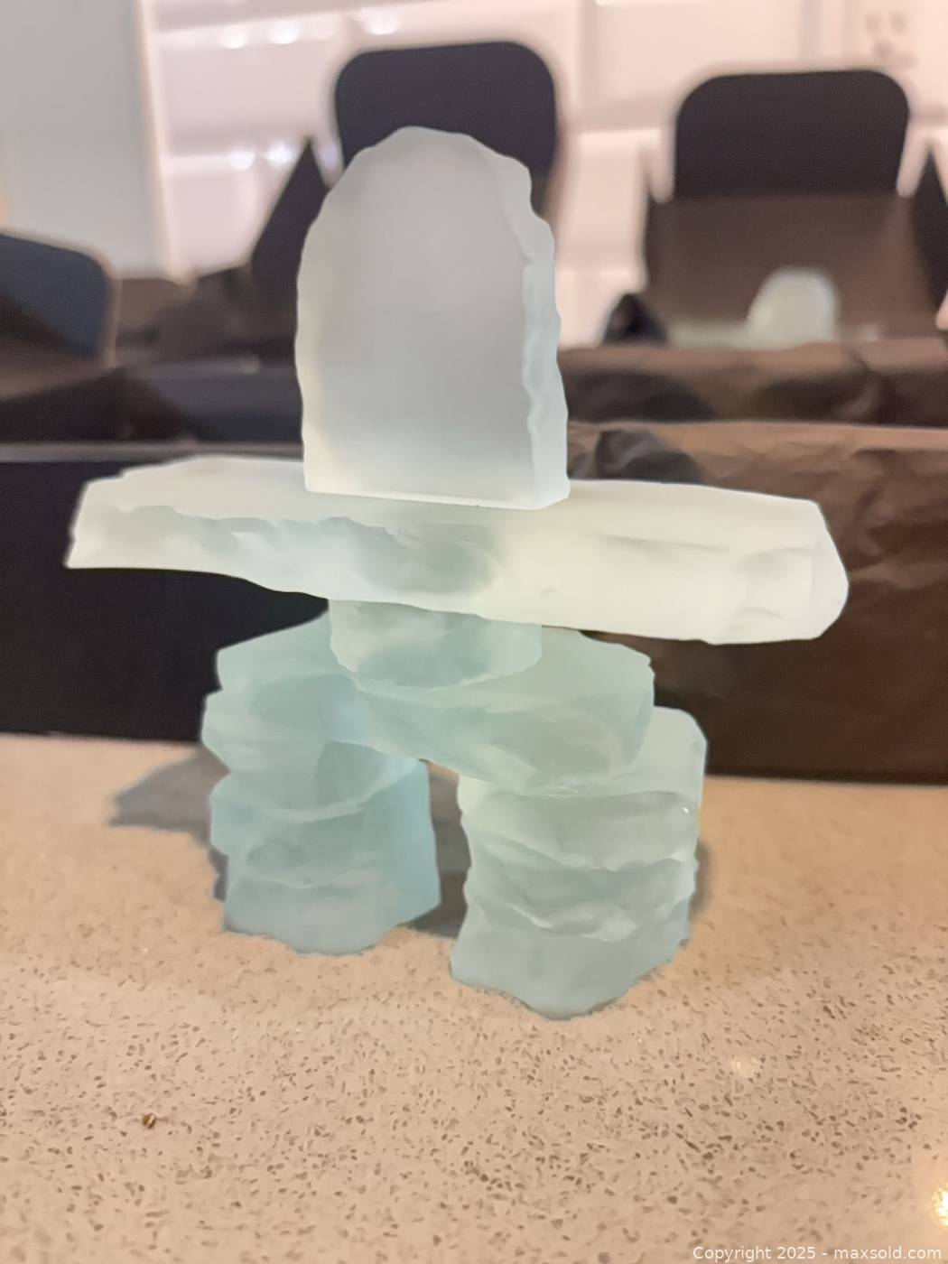Frosted glass inukshuk sculptures, 5 | Maxsold