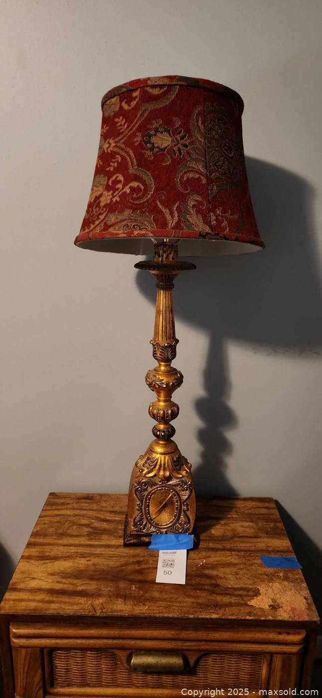 Pair of gold-toned baroque table lamps | Maxsold