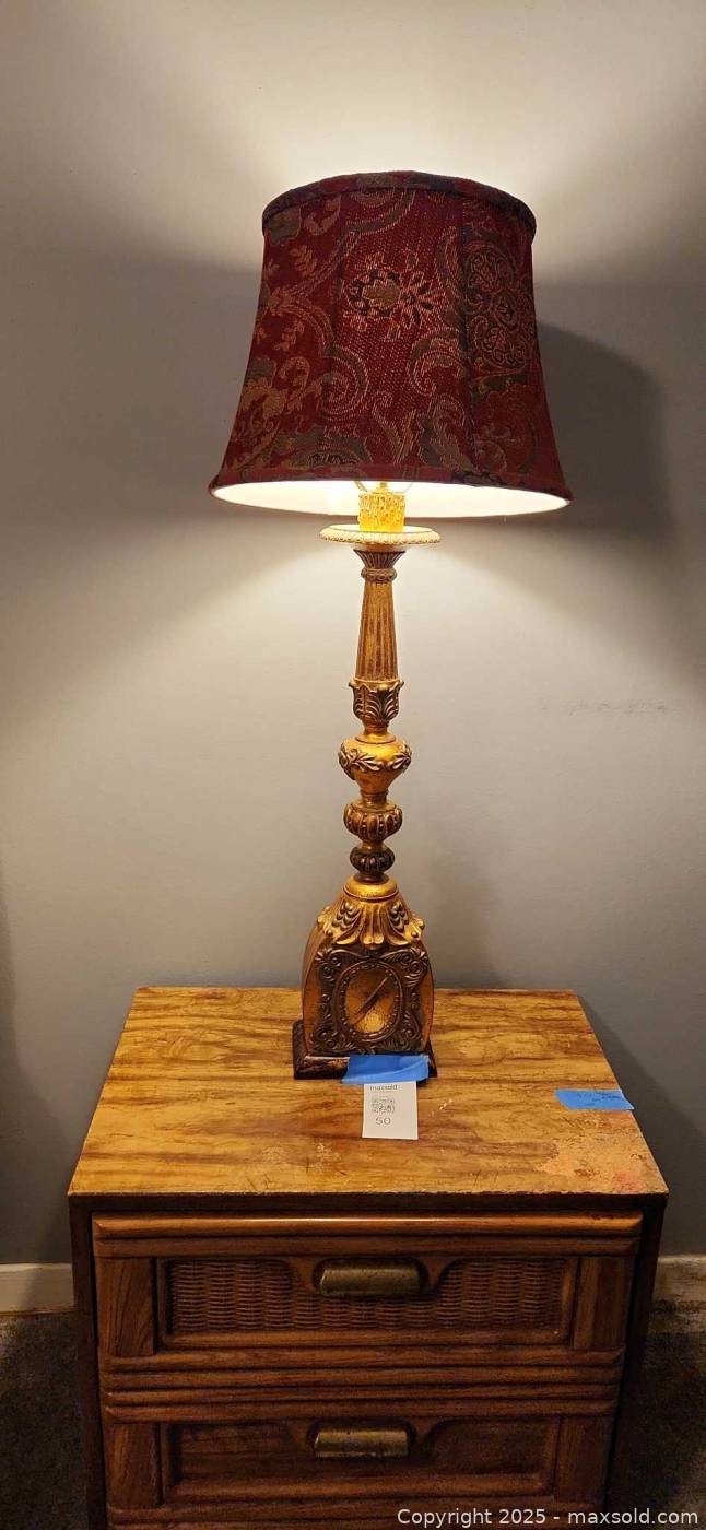 Pair of gold-toned baroque table lamps | Maxsold