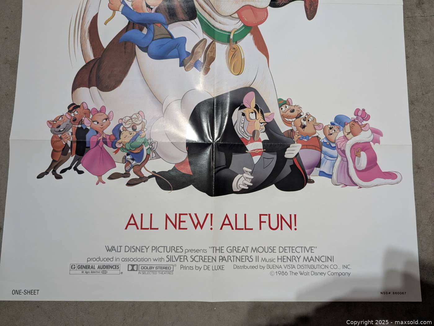 1986 Disney The Great Mouse Detective one-sheet movie poster | Maxsold