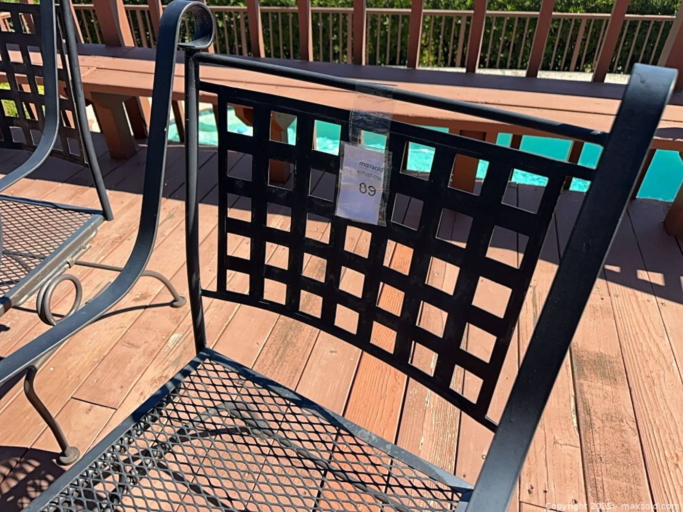 Metal patio dining set, 4 coil spring chairs, 48" round umbrella table ...
