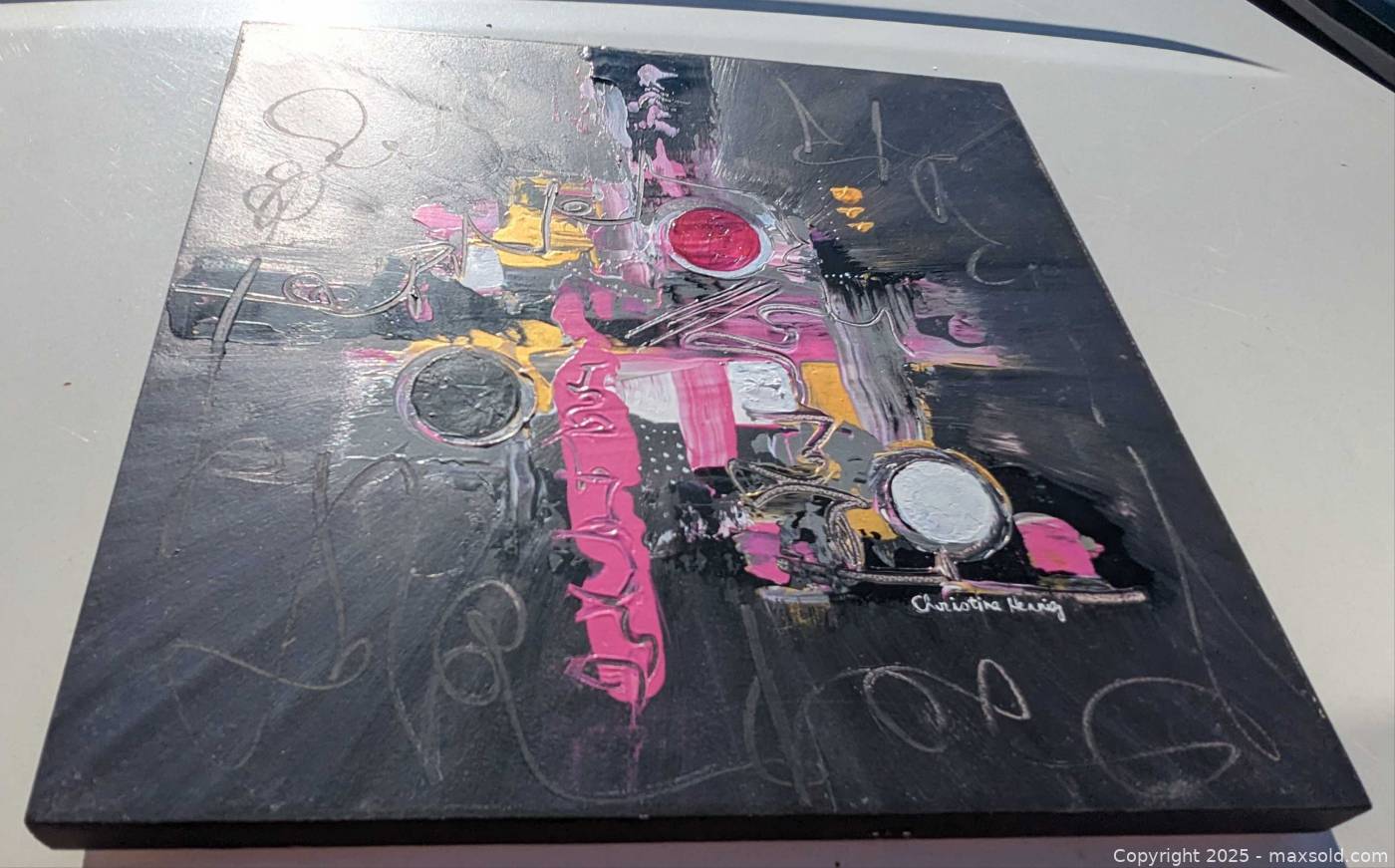 Christina Hennig "Pic, Post, Tag Me" signed abstract oil painting on ...