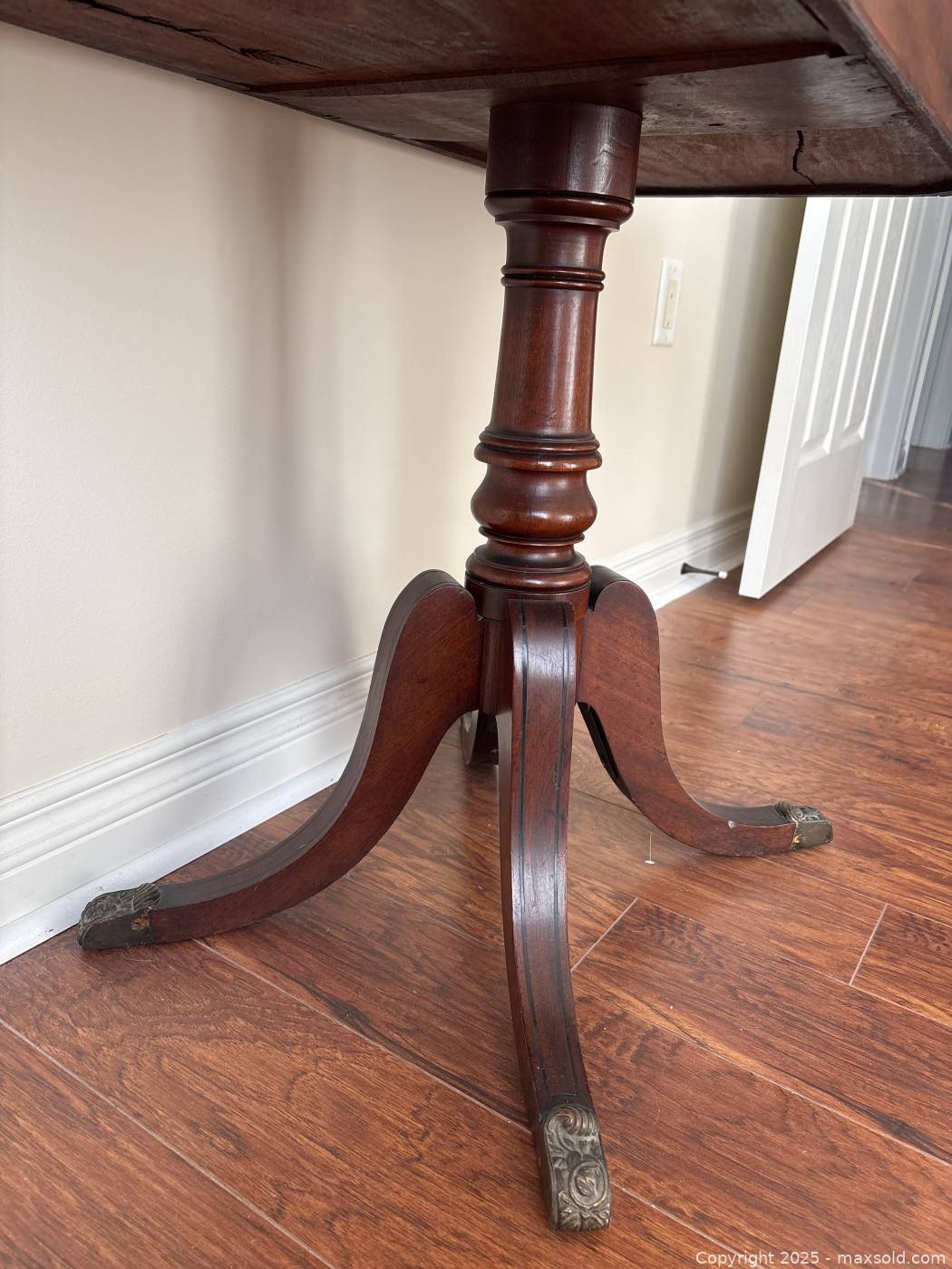 Dark wood antique fold-out games table | Maxsold