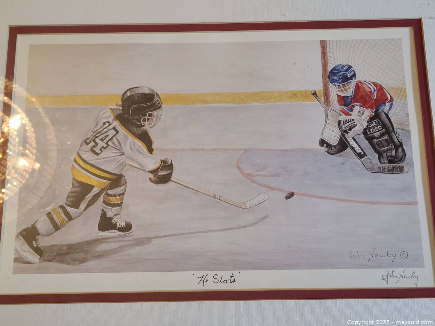 John Newby He Shoots signed limited edition framed print | Maxsold