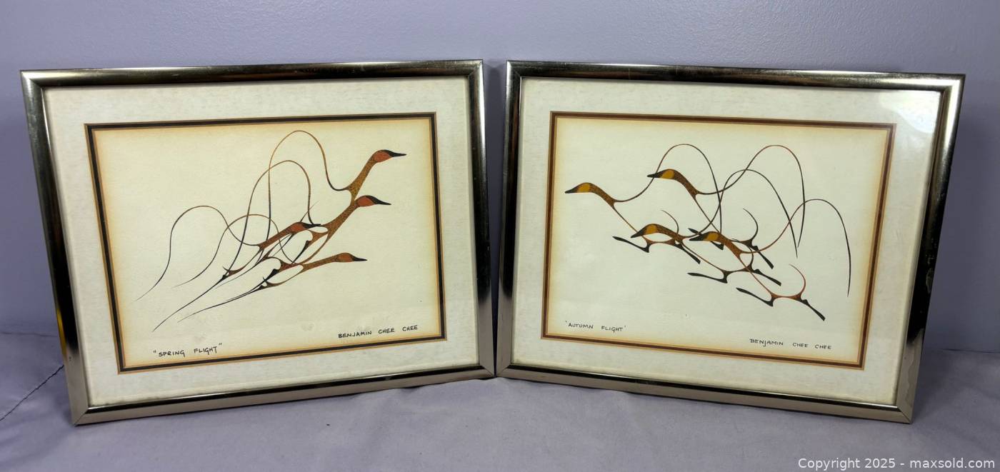 Benjamin Chee Chee signed framed prints pair | Maxsold