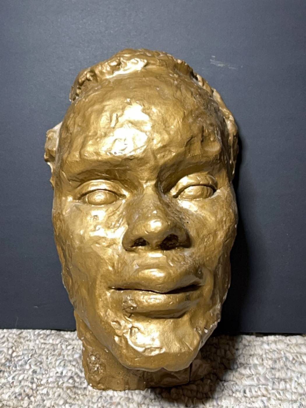 Painted plaster face casting signed Joan Cunningham | Maxsold